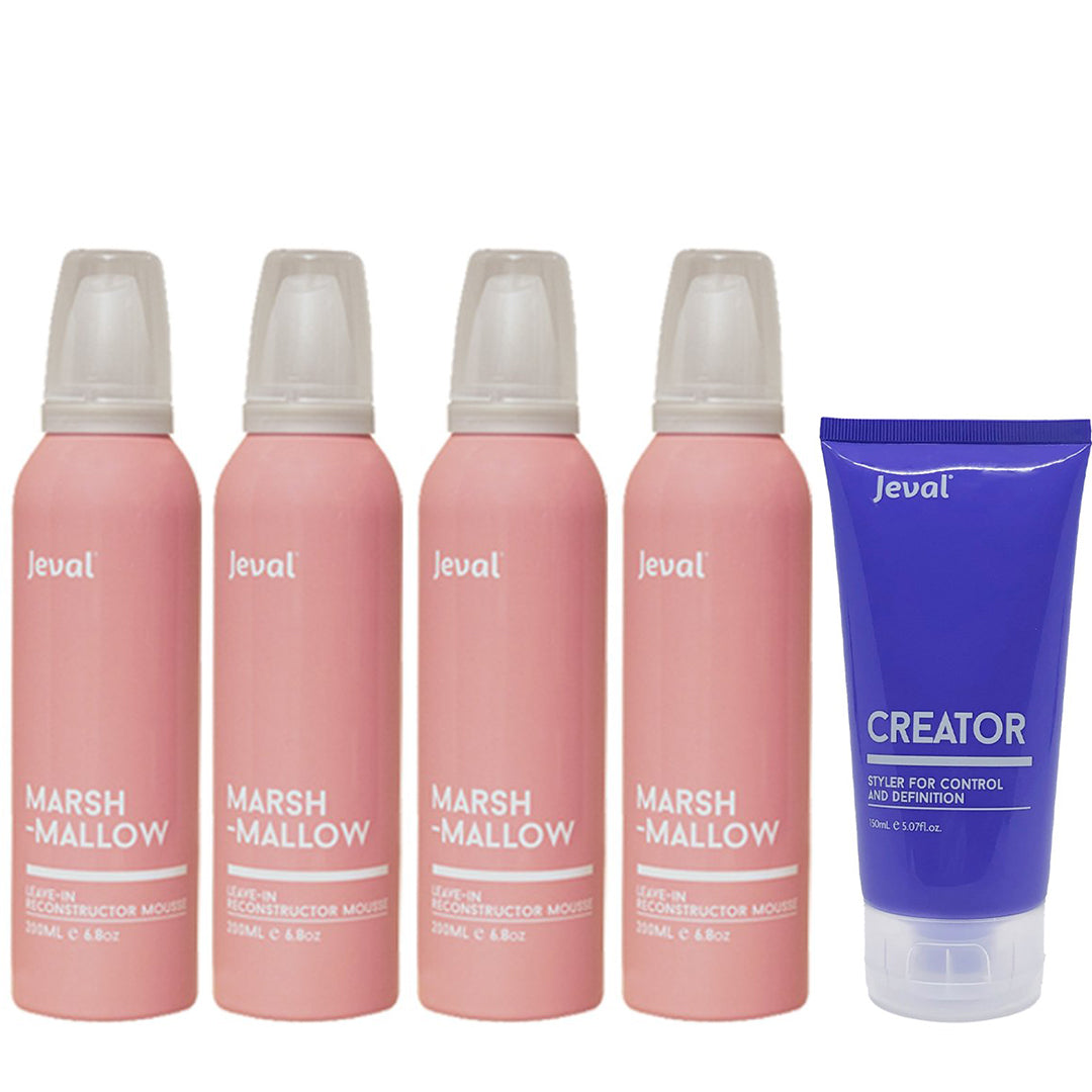 Jeval Marshmallow Leave-in Reconstructor Mousse 4 Pack + Creator ...